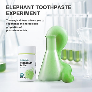 Potassium Iodide, 99.9% Purity, Powder/Crystals, 100g Lab Grade, Potassium Iodide for Elephant Toothpaste, Potassium Iodide Powder for Laboratory Teaching