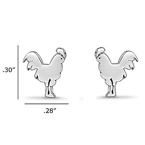 Boma Jewelry Sterling Silver Chicken Rooster Farm Animal Stud Earrings