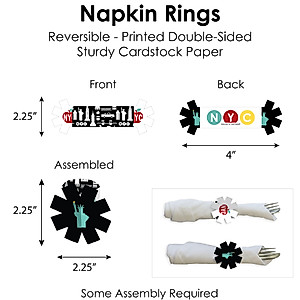 Big Dot of Happiness NYC Cityscape - New York City Party Paper Charger and Table Decorations - Chargerific Kit - Place Setting for 8