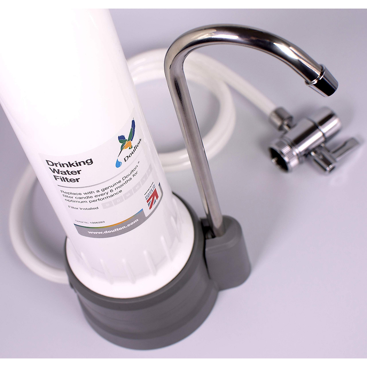 Doulton ¦ W9331032 ¦ HCP Countertop Filter System ¦ Tap Fit ¦ 10" UltraCarb Short Thread Element BSP Mount ¦ Superb Taste Drinking Water Filter ¦ 9501 ¦ White and Grey