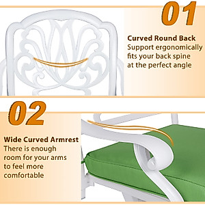 W WARMHOL Patio Dining Chairs Set of 2 Swivel Patio Chairs, Outdoor All-Weather Cast Aluminum Furniture Chairs Set with Cushion, Bistro Rocker Chairs for Deck, Lawn, Garden, Backyard, White