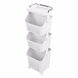 Rolling Laundry Basket Reinforced Clothes Storage Organizer with 4 Wheels for Home Kitchen Bathroom (3 Steps)