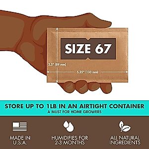 Boveda 58% Two-Way Humidity Control Pack For Storing 1 lb – Size 67 – Single – Moisture Absorber for Storage Containers – Humidifier Pack – Individually Wrapped Hydration Packet – Less Sticky
