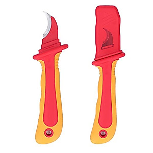Insulated Cutter, Electrician Knife Sickle Type Stainless Steel Blade Antimagnetic For Electric Cable Repair