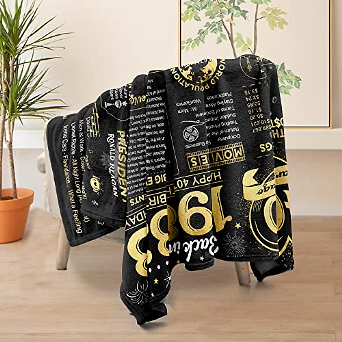 40th Birthday Decorations for Women Men,Happy 40th Birthday Gifts for Men Women,40th Birthday Gift Ideas,Great Birthday Gifts for 40 Year Old Husband Wife Dad Mom,Back in 1983 Throw Blanket 60x50 Inch