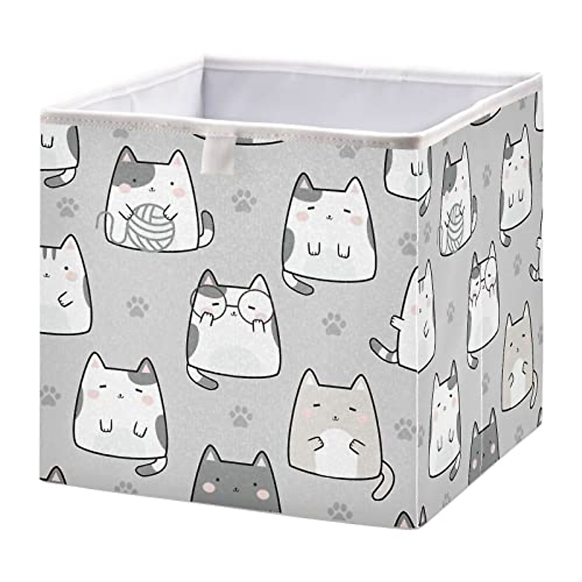 Kigai Cute Cat Cube Storage Bins - 11x11x11 in Large Foldable Cubes Organizer Storage Basket for Home Office, Nursery, Shelf, Closet