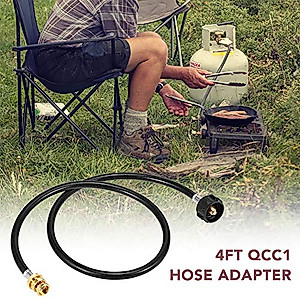 Fachmann 4 Feet Propane Adapter Hose 1 lb to 20 lb Converter Replacement for QCC1 / Type1 Tank Connects 1 LB Bulk Portable Appliance to 20 lb Propane Tank