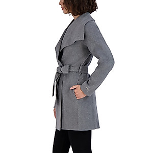 Tahari Women's Wool Wrap Coat with Tie Belt, Ash, Large