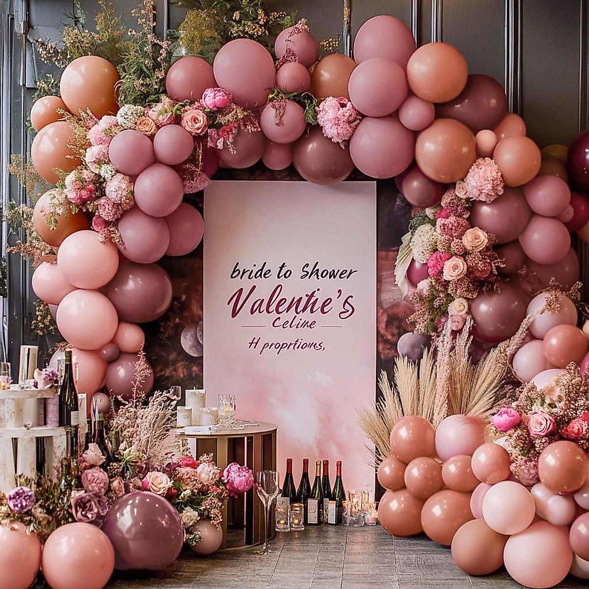 Pink Balloon Garland - Dusty Rose Pink Balloons Mauve Balloon Arch Double Stuffed Balloons For Boho Birthday Baby Shower Bachelorette Bridal Shower Party Decorations