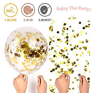 Rose Gold Confetti Balloons 100 pack, 12 Inch Latex Party Balloons with Confetti Dots for Birthday Party, Wedding & Anniversary Decorations, Graduation Party Supplies, Baby Shower and Holidays