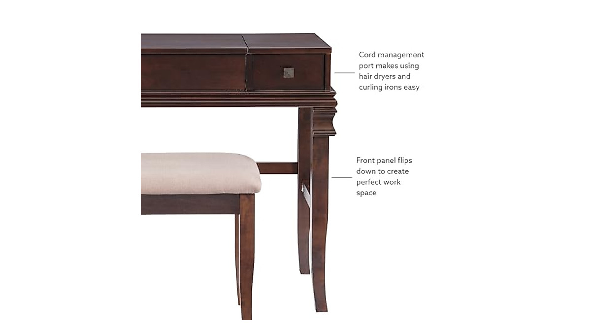 Linon Angela Walnut Vanity Set - Elegant & Functional