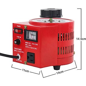 YaeCCC Auto Voltage Transformer AC Variable Voltage Converter Transformer 110VAC Input, 0-130VAC (500W)
