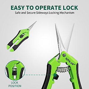 SZHLUX 1-Pack Pruning Shears, 6.5'' Gardening Hand Pruner, Professional Pruning Scissors with Straight Stainless Steel Precision Blades
