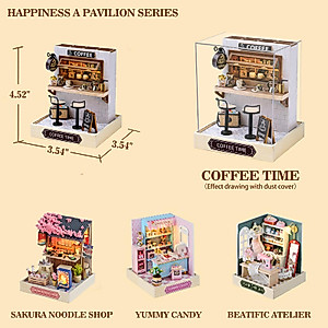 Lannso DIY Dollhouse Miniature Kit, Doll House Kit with Dust Proof Cover, Mini Handmade Wooden Dollhouse Toys for Adult Gift(QT48)