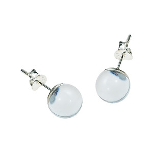 AeraVida Classic Sophisticated 8 mm Fashion Crystal Round-Ball .925 Sterling Silver Post Earrings