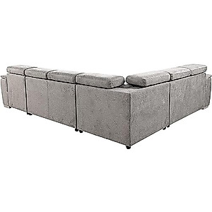125"w U-Shaped Oversized Modular Sectional Sofa with Pull Out Sleeper Bed Adjustable Headrest and Right Storage Chaise Lounge,Convertible Upholstered Tufted Cushion 7-Seat Sofá&Couch for Large Space