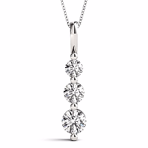 1 Carat Classic Snowman 14K White Gold 3 Stone Diamond Pendant Necklace Ultra Premium Collection (H-I Color SI1-SI2 Clarity) + 16" 14K Gold Chain