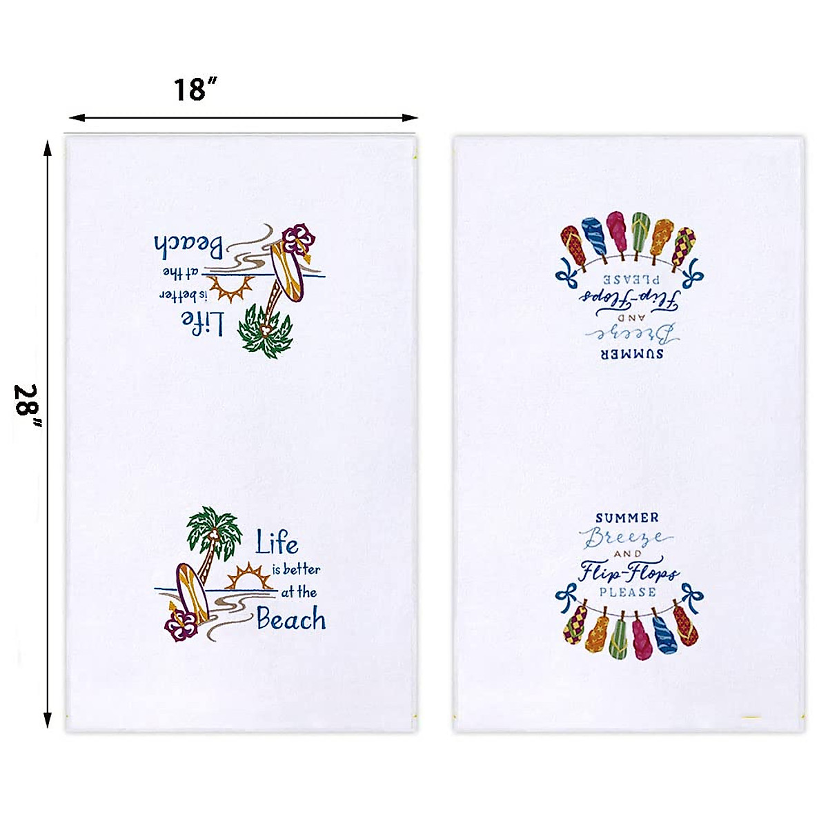 Summer Beach Kitchen Dish Towels, 18 x 28 Inch Life is Better at The Beach Summer Tea Towels for Cooking Baking Set of 2