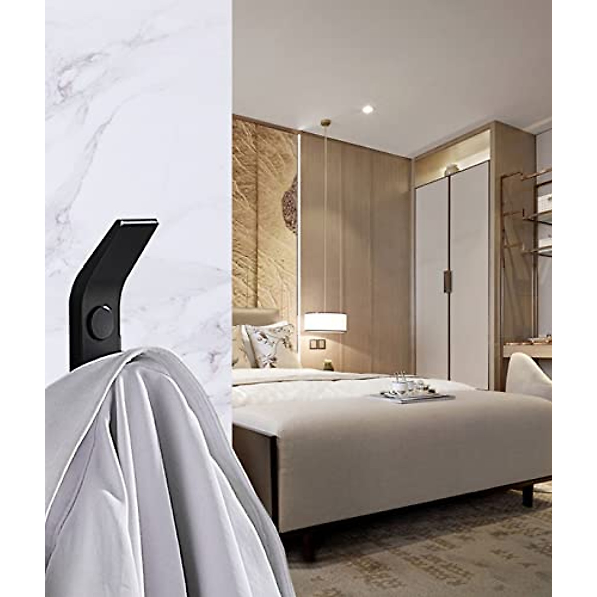 Leacas Bag Hooks, Hat Hooks, Towel Hooks for Bathroom Wall Mounted Towel Hooks Heavy Duty Black Waterproof Wall Hooks Sticky for Hanging Shower Bath Robe Coat Clothes in Bathroom Kitchen (5 pics)