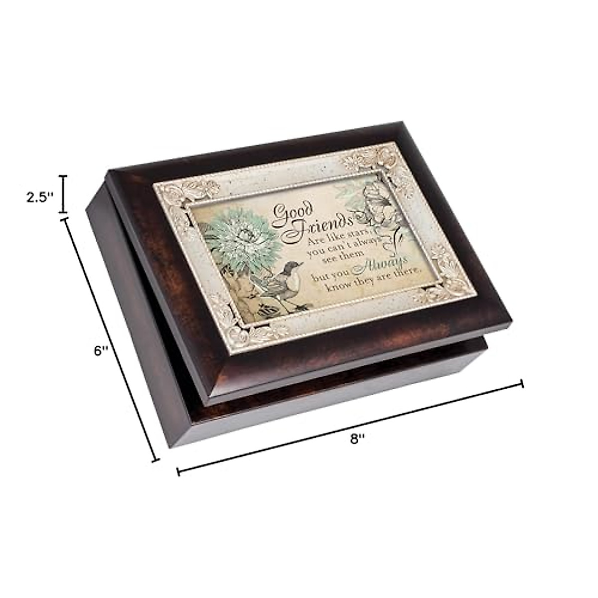 Cottage Garden Good Friends are Like Stars Burlwood Jewelry Music Box Plays What Friends are for