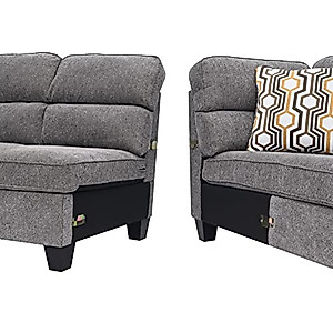 118" Wide Large Modern Upholstered L-Shaped Sectional Sofa with 2 Cushions, Modern Tufted Micro Cloth Couch with Soft Memory Foam Seats, 5 Seater Modular Sofa - Grey - Oliver & Smith