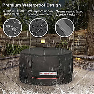 Porch Shield UV-Resistant Patio Fire Pit Cover - Waterproof Round 32 inch Outdoor Fire Bowl Cover, Black