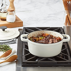 Smith Clark Ironworks Enameled Cast Iron Dutch Oven Pot with Lid (3 Quart, White)