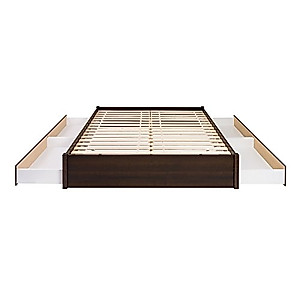 Prepac Select King 4 Post Platform Bed With 4 Drawers, 83" L x 79" W x 16" H, Espresso