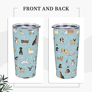Yaxongx 20oz Tumbler Dogs Double Wall Vacuum Insulated Coffee Mug with Lid and Metal Straw Brush Reusable Stainless Steel Water Bottle Travel Cup Gifts for Car Ice Drinks Hot Beverage