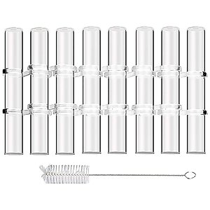 DOITOOL 8Pcs Test Tube Vase Decorative Glass Vase Hinged Bud Test Tubes Vases Planter Arranging Container Hydroponic Holder Decor with Hooks and Brushes 18cm