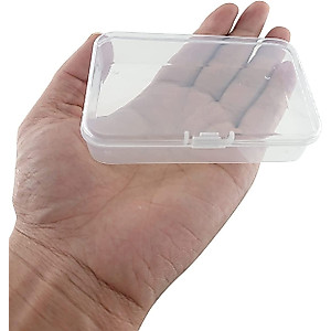 MFDSJ 6 Pcs Mini Plastic Storage Containers Box with Lid, 3.5x2.4 Inches Clear Rectangle Box for Collecting Small Items, Beads, Game Pieces, Business Cards, Crafts Accessories