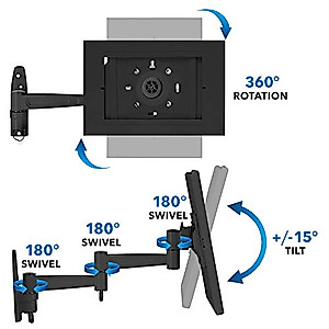 Mount-It! Swing Arm Wall Mount for iPad, iPad Pro, iPad Air, Samsung Tab A | Articulating iPad 10.2 Locking Kiosk | Secure Tablet Wall Mount Compatible With 10.2 and 10.5" Tablets (MI-3774B_G7), Black