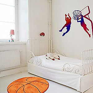 JeogYong Basketball Rug, Soft and Comfy Sports Themed Round Area Rugs Bedroom Living Room Carpet Kitchen Mat Bath Rugs for Bathroom, Basketball Themed Room Decor for Kids Bedroom Men Cave