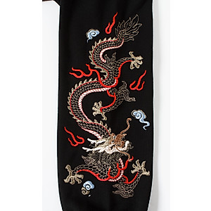 Niepce Inc Streetwear Men's Dragon Embroidered Heavyweight Graphic Hoodies (black-dragon, Large)