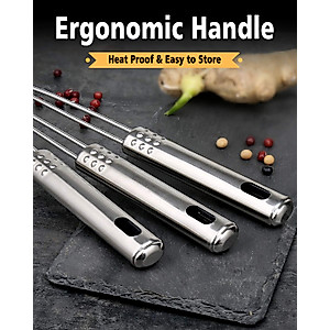 Enhanced Version Stainless Steel Spider Strainer Skimmer Ladle, Set of 3 Sizes Kitchen Strainer Spoon for Cooking and Frying, Pasta Strainer, Food Preparation-32.5cm, 36cm, 38cm