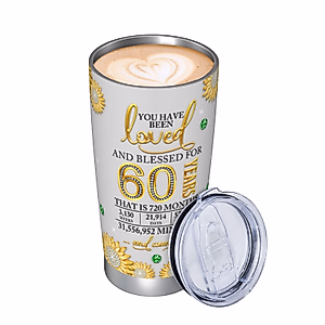 Vagaus Birthday Gifts for Women Tumbler 20oz, Birthday Decorations (60th Birthday Gifts for Women, 6.7"*3.4")