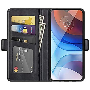 HualuBro Oppo Reno6 5G Case Wallet, Premium PU Leather Magnetic Full Body Shockproof Stand Folio Flip Case Cover with Card Holder for Oppo Reno 6 5G Phone Case - Black