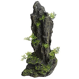 Saim Tall Mountain View Stone Aquarium Ornament Artificial Mountain Hill View Stone Rock Cave Fish Hiding Cave for Betta Fish Amano Shrimp Cichlid to Play,Hide and Rest - A