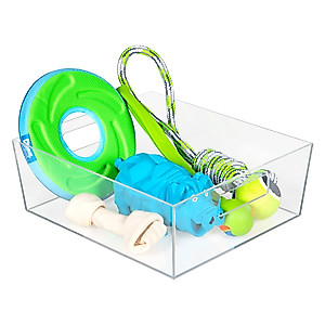 Richards Homewares Shallow Clear Storage Bins-Set of 2 – Pantry, Kitchen Plastic Containers for Organizing Fridge, Drawers 13” x 11.4” x 4.1