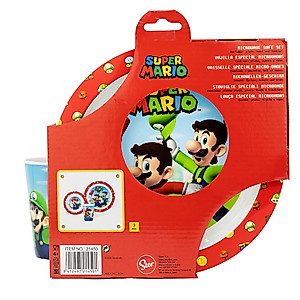Micro Kids Set 3 Pieces (Plate, Bowl and Tumbler 260 ml) Super Mario
