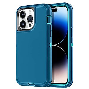 I-HONVA for iPhone 14 Pro Max Case Shockproof Dust/Drop Proof 3-Layer Full Body Protection Rugged Heavy Duty Durable Cover Case for Apple iPhone 14 Pro Max 6.7-inch, Turquoise