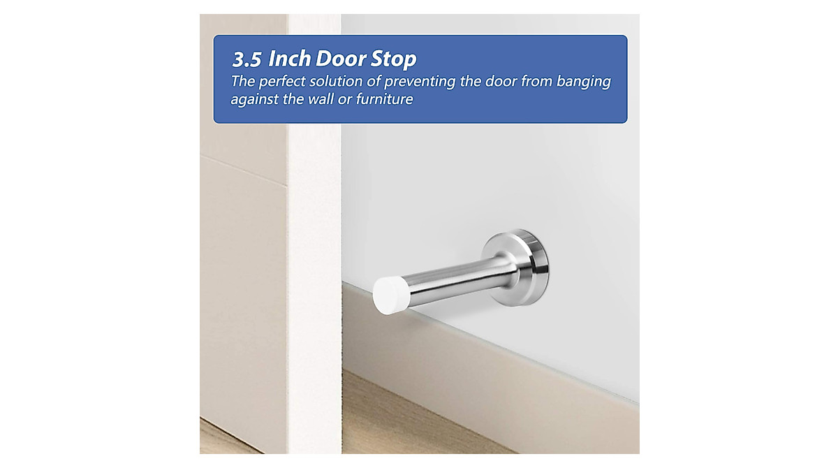 Modern Brushed Nickel Door Stop - 2 Pack for Home & Office