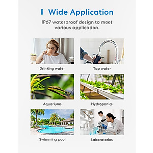 meross PH Meter, Digital PH Meter for Water Hydroponics with ATC, IP67 PH/Temp 2 in 1 Tester Pen with 0-14 PH Measurement Range, 0.01PH High Accuracy Mini Pen for Pool, Drinking Water