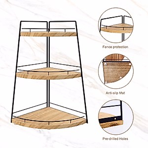 BSTSLL 3 Tier Bathroom Counter Organizer and Storage Wood Corner Bathroom Countertop Organizer Bathroom Storage Shelf Counter Standing Rack Decor