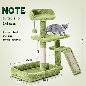 TSCOMON Cat Tree, 25 inch Small Cat Tower for Indoor Cats, with Sisal Scratching Post, Rotatable Base Cat Furniture Activity Center for Kittens Pet Play House