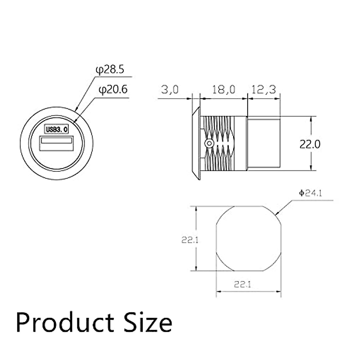 PENGLIN 2Pack USB 3.0 Panel Mount Coupler, USB Pass Through Connector, Female to Female Bulkhead Extension Adapter with Water/ Dustcap