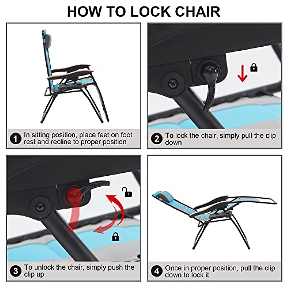 VICLLAX Oversized Padded Zero Gravity Chair XXL Folding Patio Lounge Recliner with Cup Holder for Outdoor Indoor, 350lbs Weight Capacity, Grey/Navy