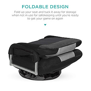 Best Choice Products Swivel Gaming Chair 360 Degree Multipurpose Floor Chair Rocker for TV, Reading, Playing Video Games w/Lumbar Support, Armrest Handles, Adjustable Backrest - Black/Gray