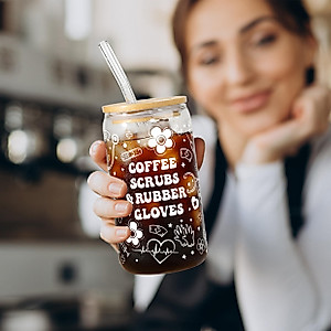 Aurahouse Funny Nurse Gifts Glass Tumbler Cup with Lid Straw, Gifts for Nurse Birthday, Nurse Week Gifts for Nurse Practitioner, Nicu Nurse, School Nurse, Nurse Graduation Gifts Cup 16 Oz