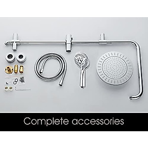 BRIGHT SHOWERS Rain Shower heads system including rain fall shower head and handheld shower head with height adjustable holder, solid brass rail 60 inch long stainless steel shower hose, Chrome